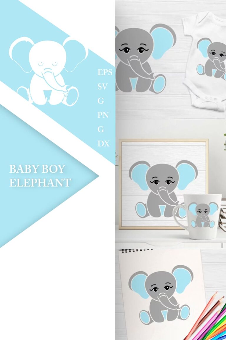 Cute Little Baby Boy Elephant SVG – MasterBundles