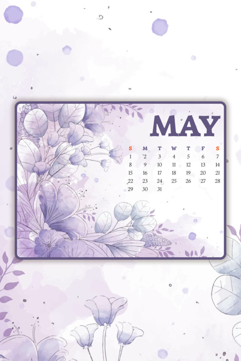 Free Purple Fully Editable May Calendar – MasterBundles