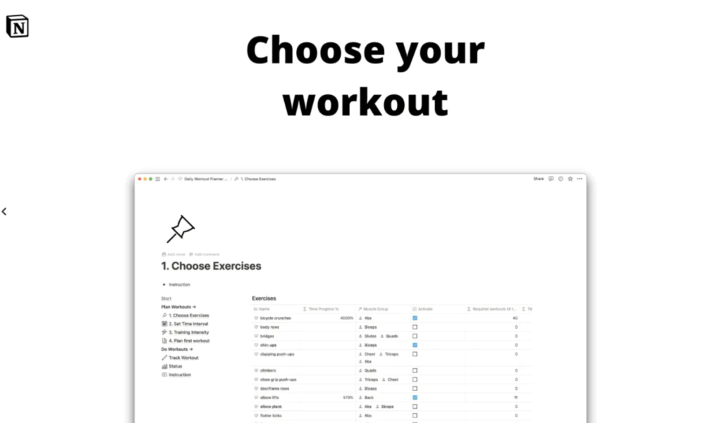 Daily Workout Planner In Notion – MasterBundles