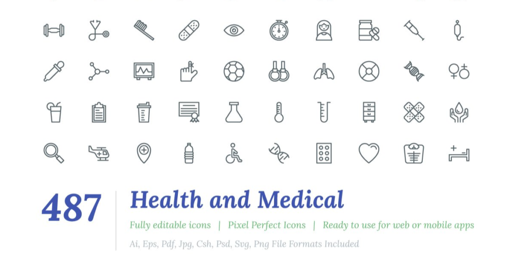 487 Health And Medical Line Icons – MasterBundles
