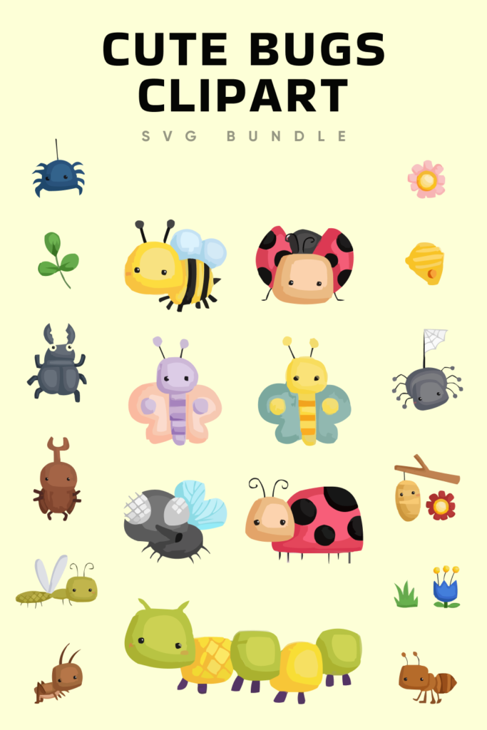 Cute Bugs Clipart SVG Bundle: 22 Files | Master Bundles