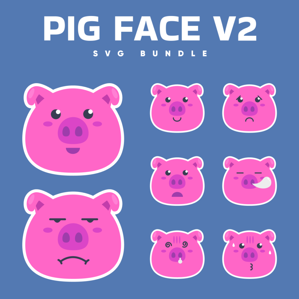 Pig Face V2 SVG Bundle – MasterBundles