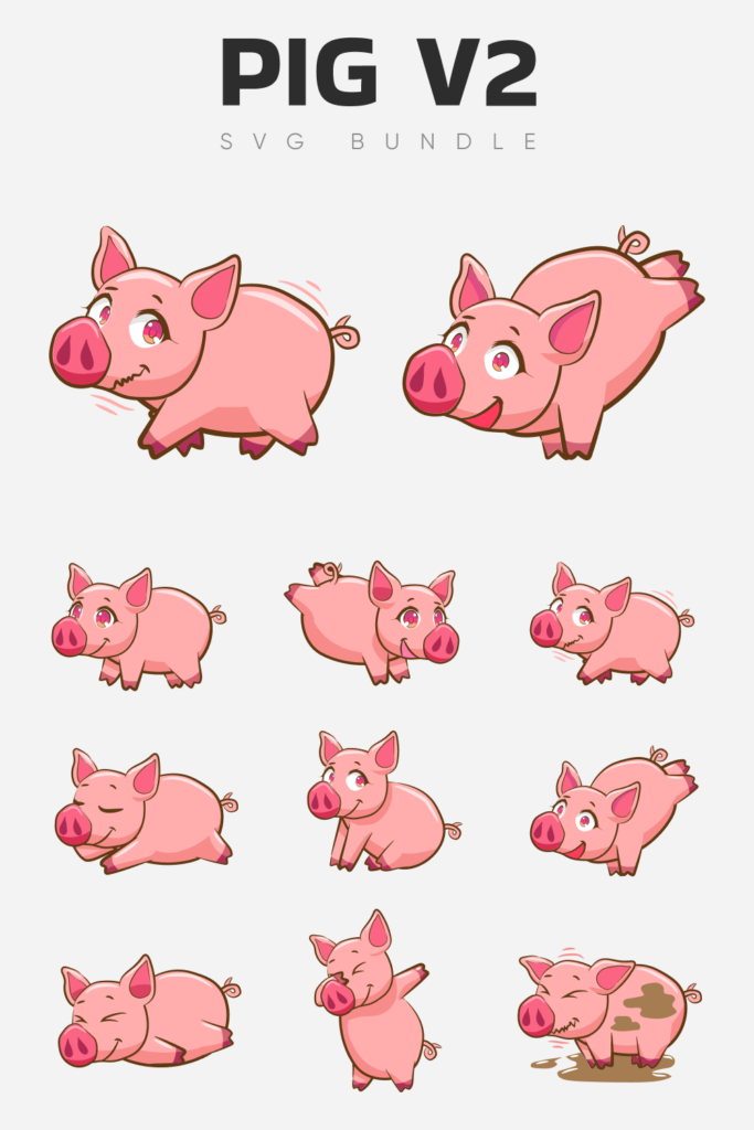 Pig SVG Bundle: 9 Designs | Master Bundles