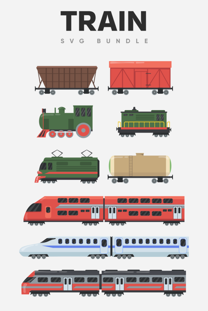 Train SVG Bundle: 9 Files – MasterBundles