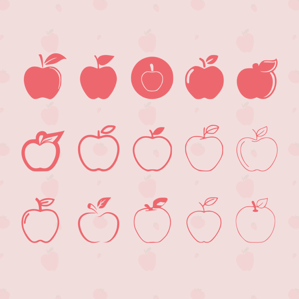 Outline Apple SVG Bundle: 15 Designs – MasterBundles