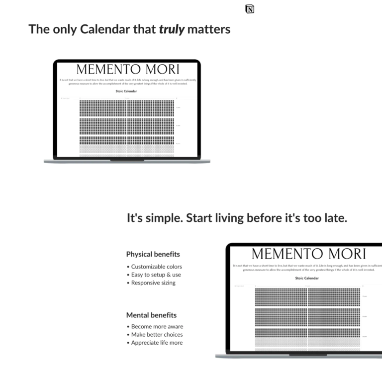Stoic Life Calendar Notion Template – MasterBundles
