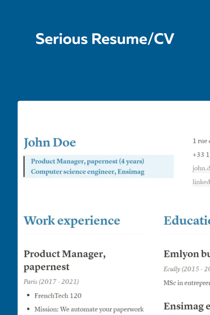 Serious Resume CV – MasterBundles