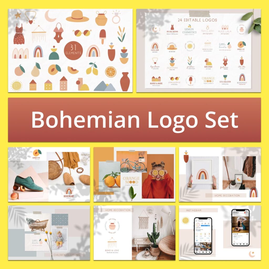 Bohemian Logo Beautiful Feminine Set – MasterBundles