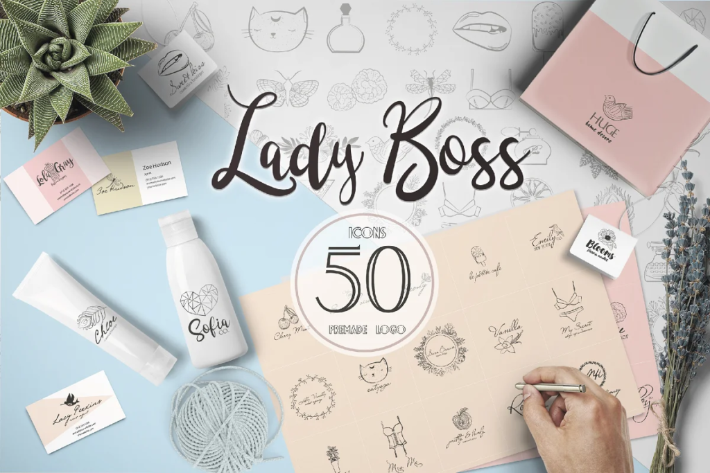Lady Boss Premade Logos and Icons Collection – MasterBundles
