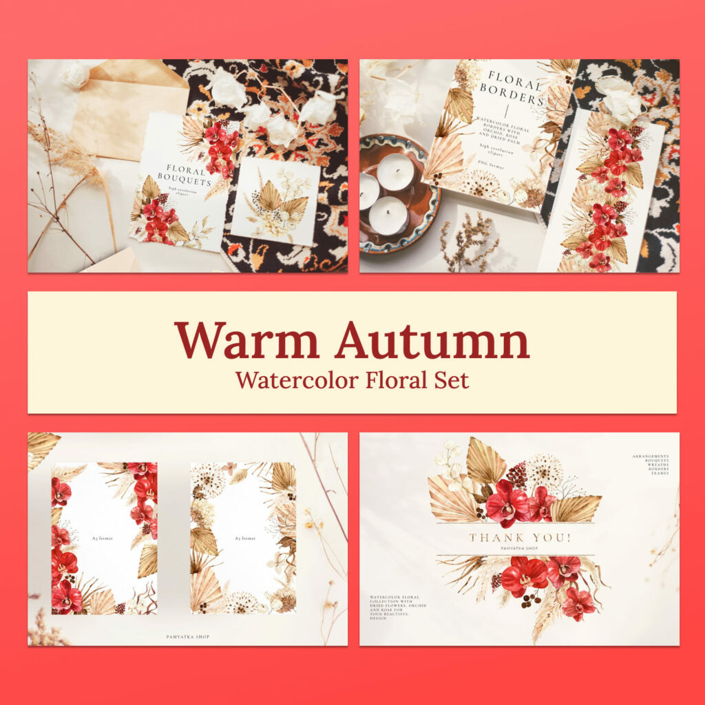 Warm Autumn Watercolor Floral Set – MasterBundles