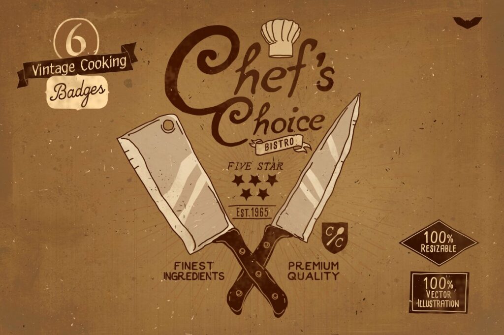 6 Vintage Cooking Badges – MasterBundles