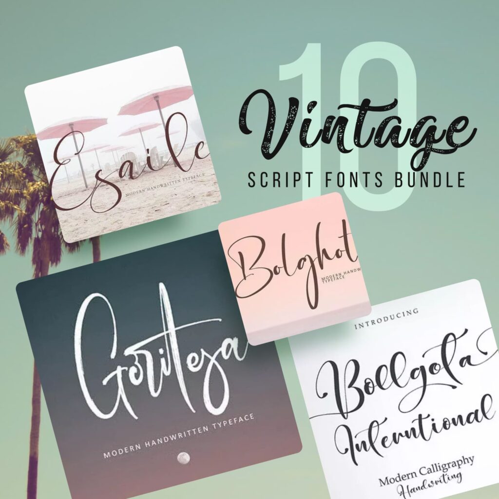 10 Vintage Script Fonts Bundle – MasterBundles