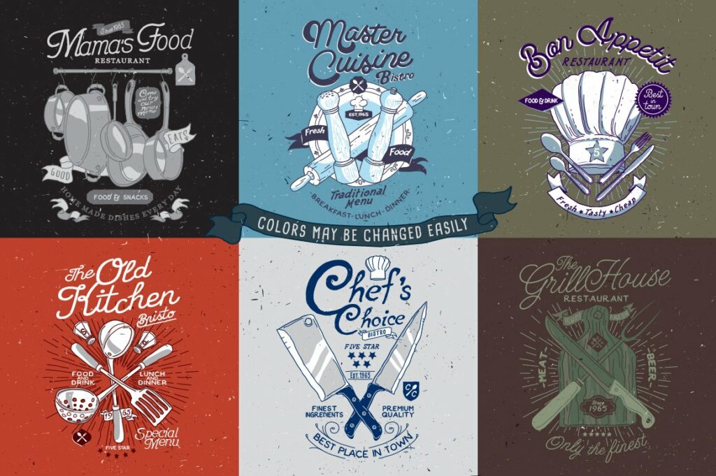 6 Vintage Cooking Badges – MasterBundles