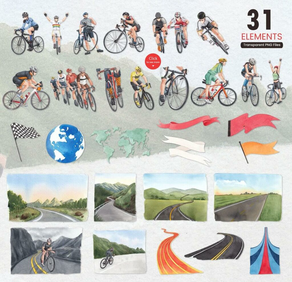 Bicycle Riding Watercolor – MasterBundles