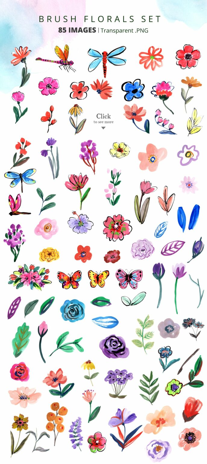 Brush Florals Watercolor – MasterBundles