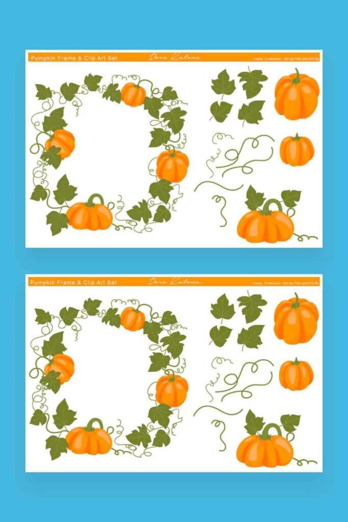 Pumpkin Frame and Clip Art – MasterBundles