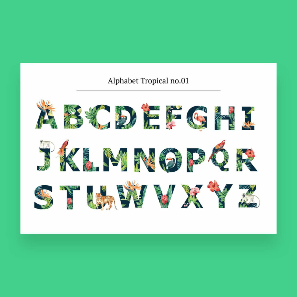 Tropical Alphabet & Number Watercolor – MasterBundles