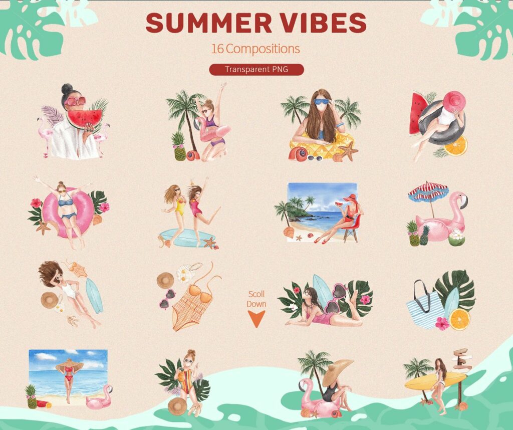 Summer Vibes, Beach and Sea Set – MasterBundles