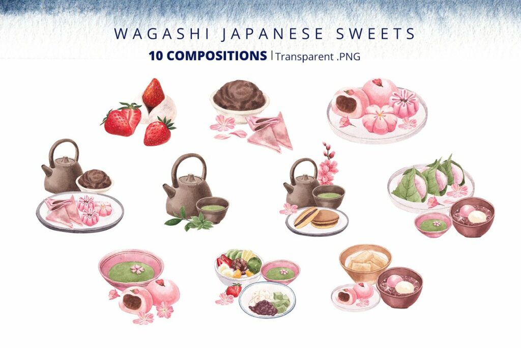 Wagashi Japanese Sweets Watercolor – MasterBundles