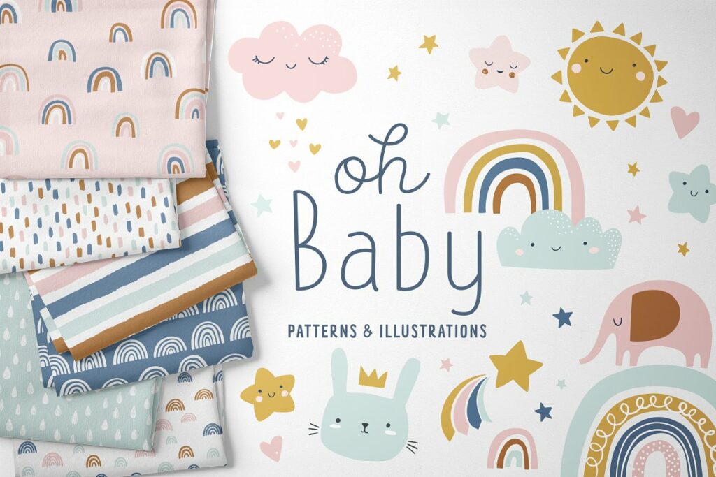 Baby Cute Clipart, Patterns – MasterBundles
