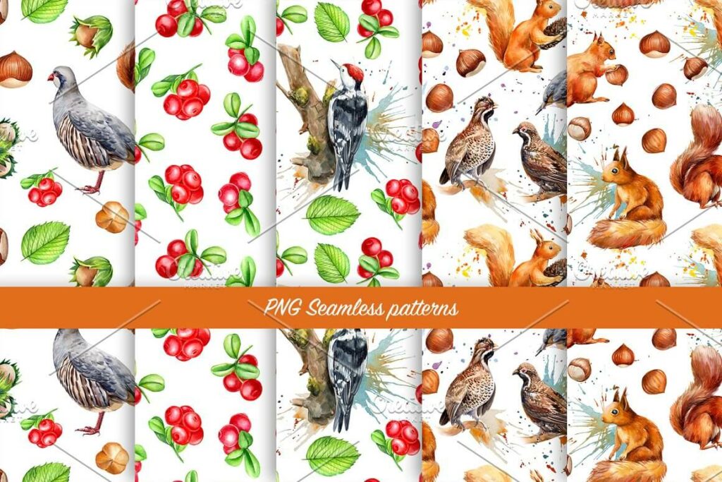 Squirrels, Birds, Nuts, Berries – MasterBundles