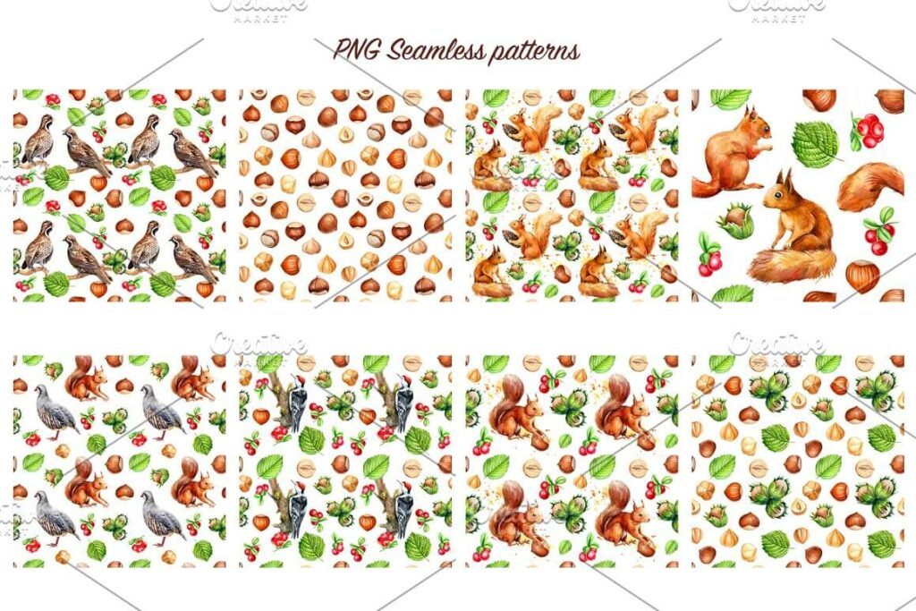 Squirrels, Birds, Nuts, Berries – MasterBundles