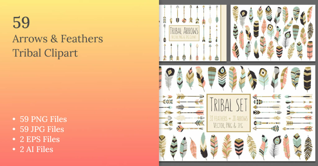59 Arrows & Feathers Tribal Clipart | MasterBundles