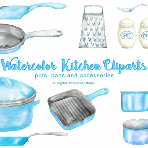 Blue Kitchen Cliparts | Master Bundles