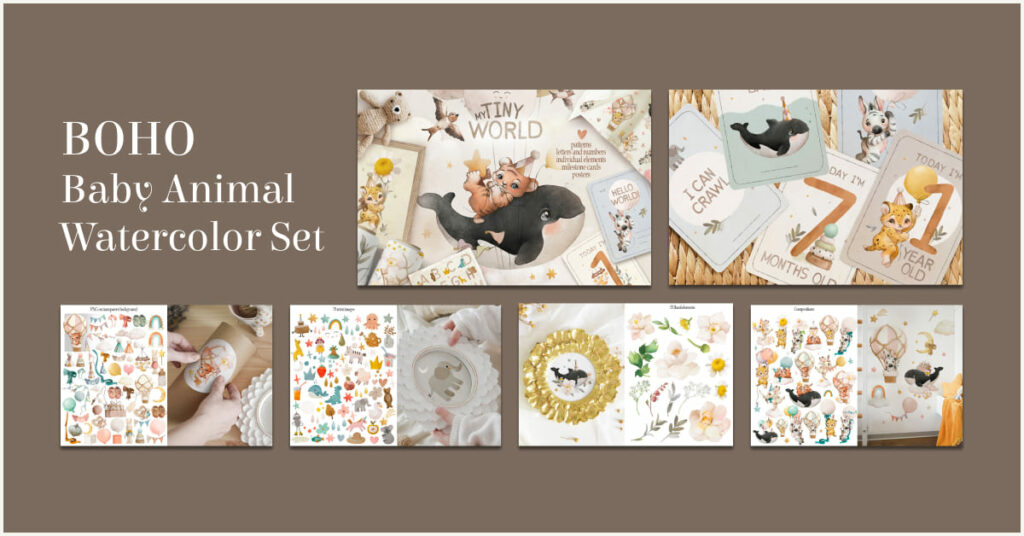 Boho Baby Animal Watercolor Set – MasterBundles