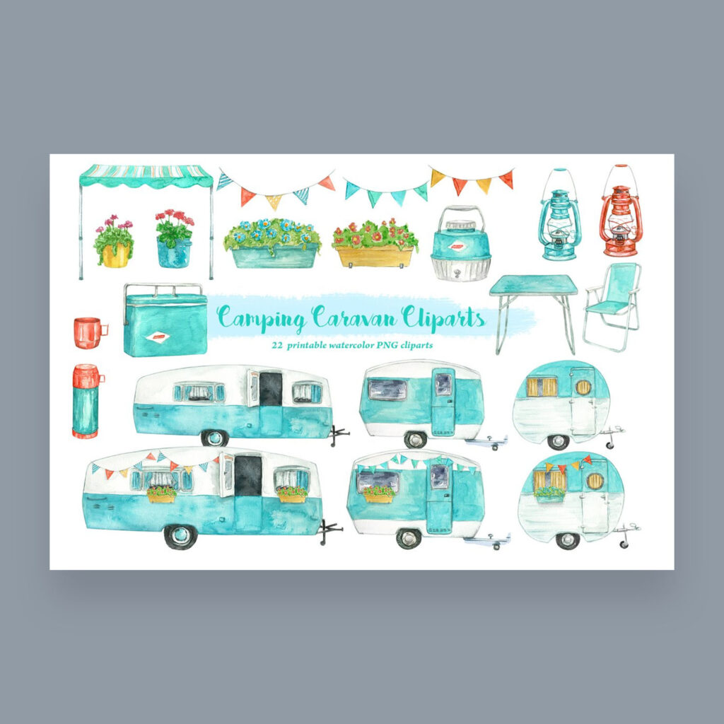 Large Watercolor Camping Clipart Set – MasterBundles