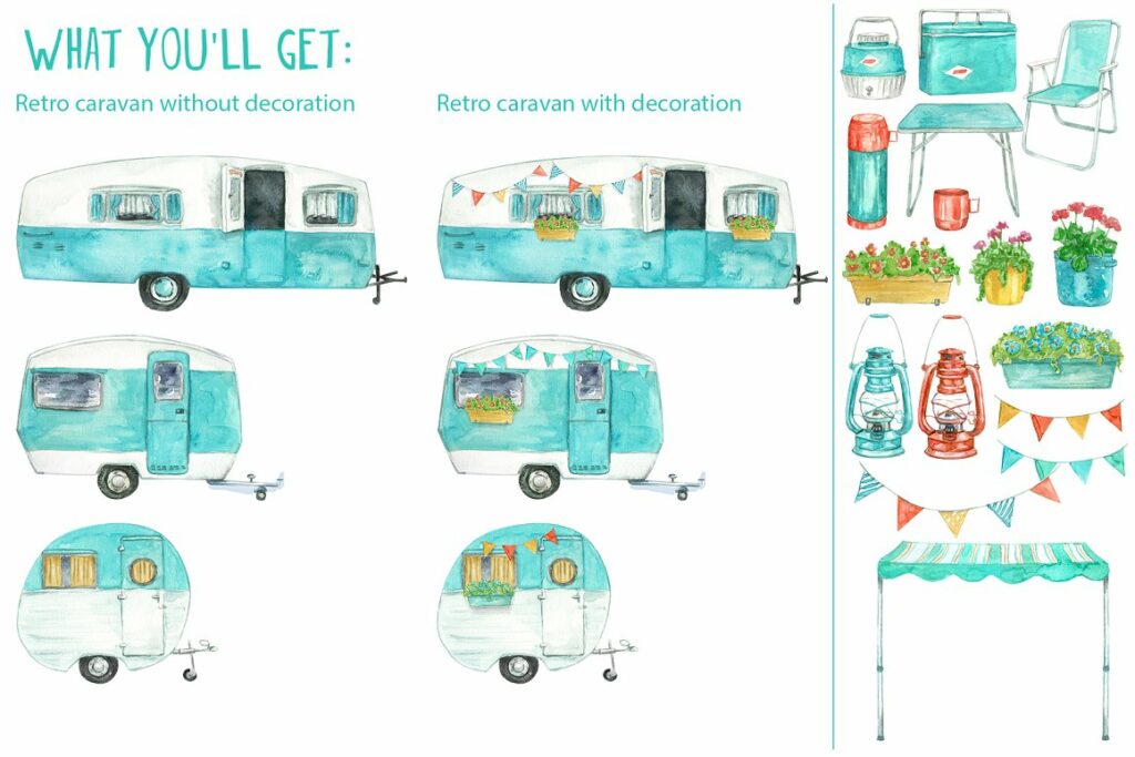 Camping Caravan Cliparts – MasterBundles