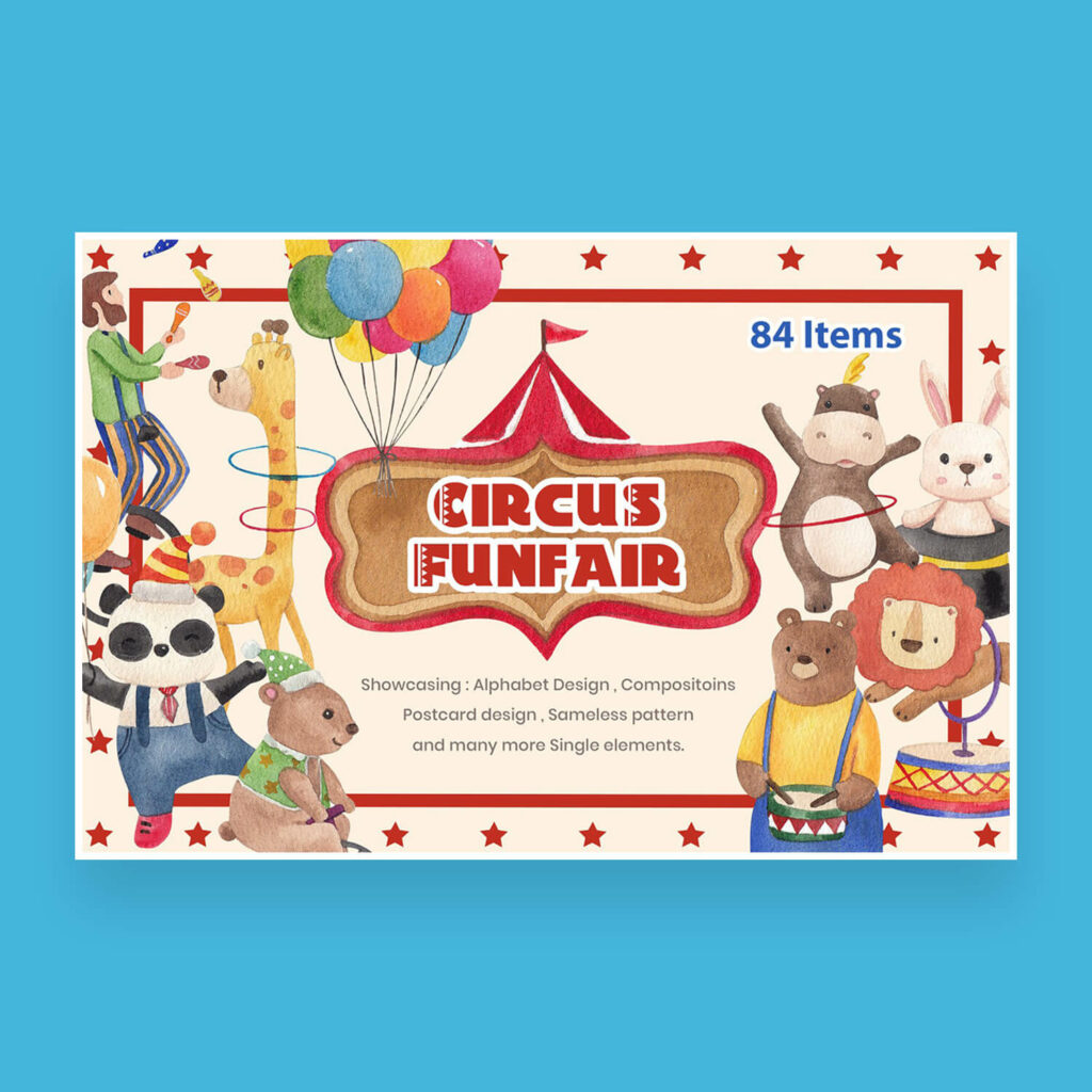 Watercolor Circus Clipart - Circus Party - Watercolor Animal Nursery Art - Circus Animal ...