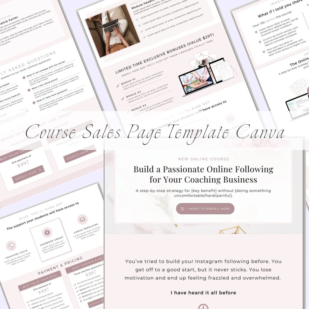 Course Sales Page Template Canva – MasterBundles
