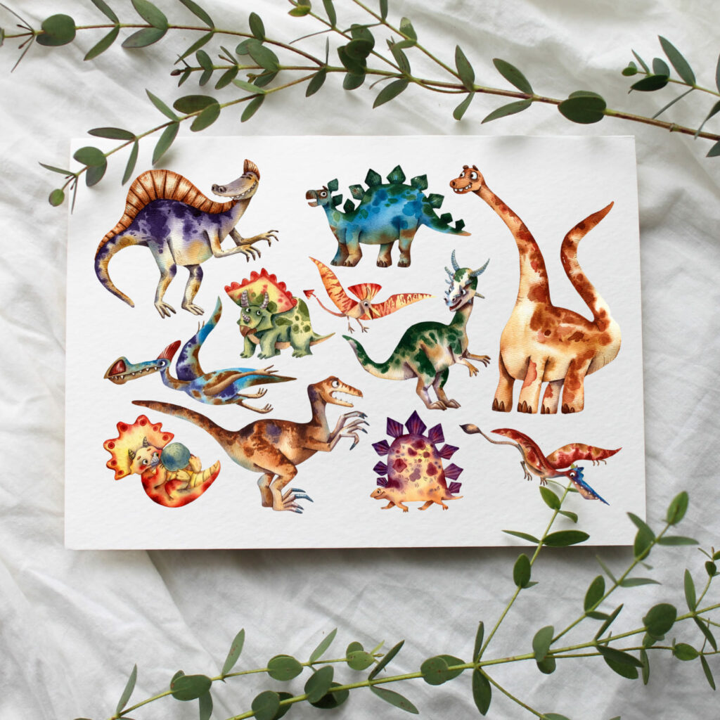 Cute Dinosaurs - Watercolor Clip Art – MasterBundles