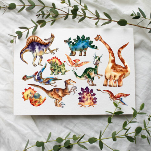 Cute Dinosaurs - Watercolor Clip Art – MasterBundles