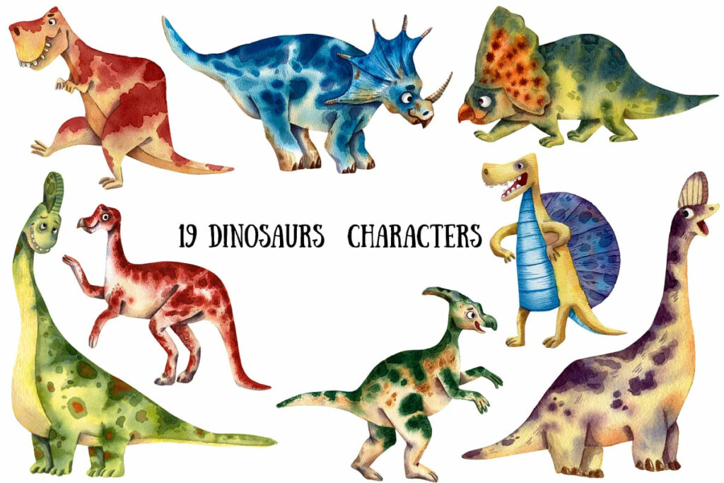 Cute Dinosaurs - Watercolor Clip Art – MasterBundles