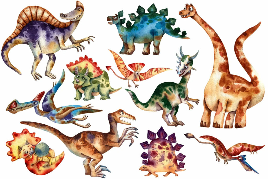 Cute Dinosaurs - Watercolor Clip Art – MasterBundles