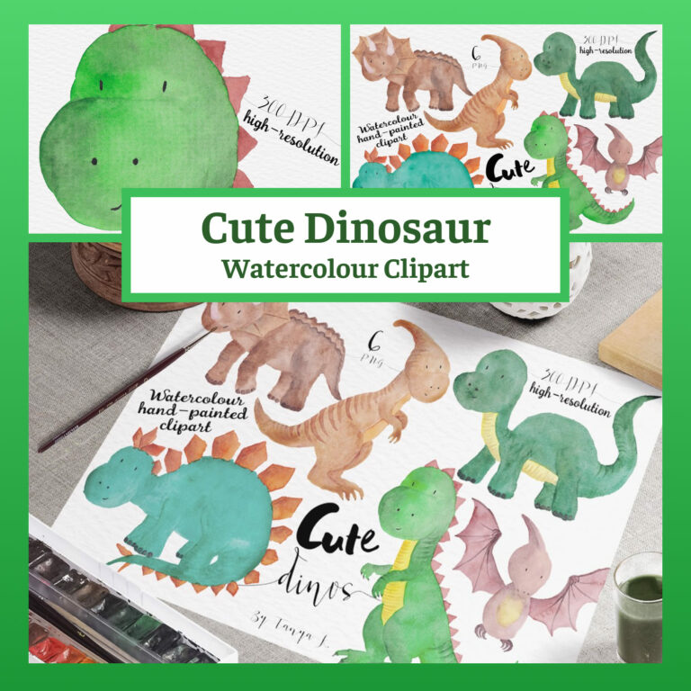 Cute Dinosaurs - Watercolor Clip Art – MasterBundles