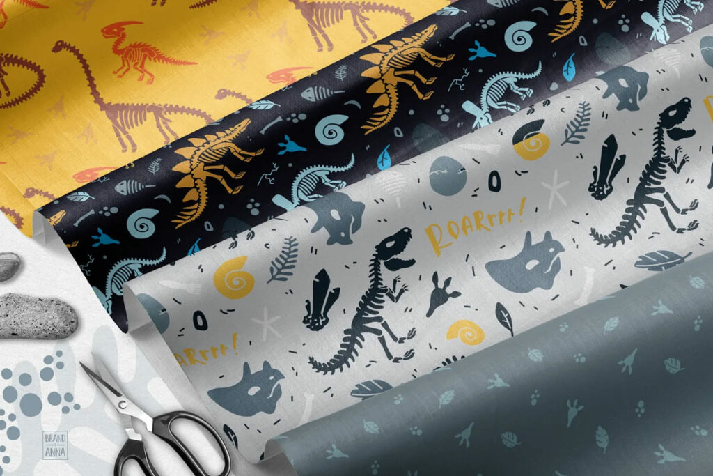 Dinosaur Fossils Patterns Pack – MasterBundles