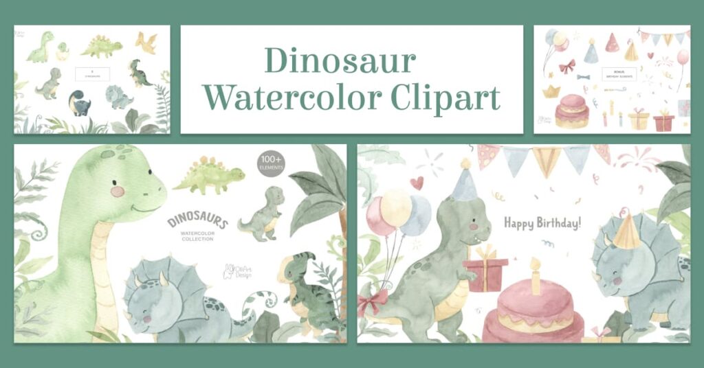 DINOSAUR Watercolor Clipart Set – MasterBundles