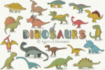 Dinosaurs Cute Illustrations Collection | Master Bundles