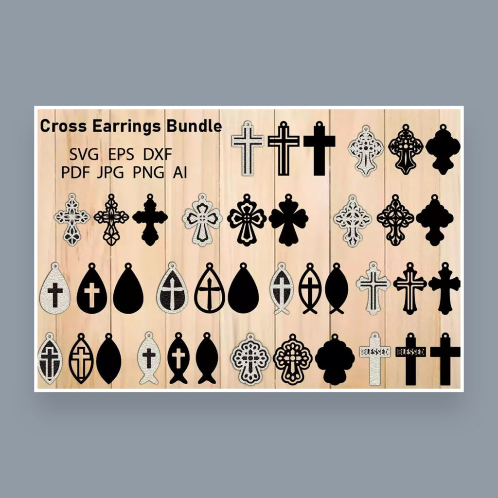 Cross Earrings SVG Bundle, Cross Template For Laser Cut – MasterBundles