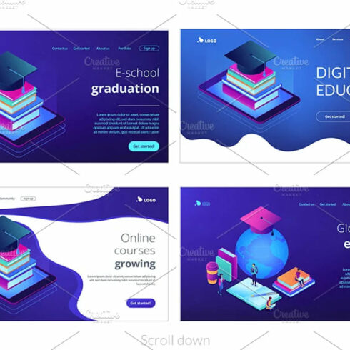 Education Isometric Landing Pages | Master Bundles
