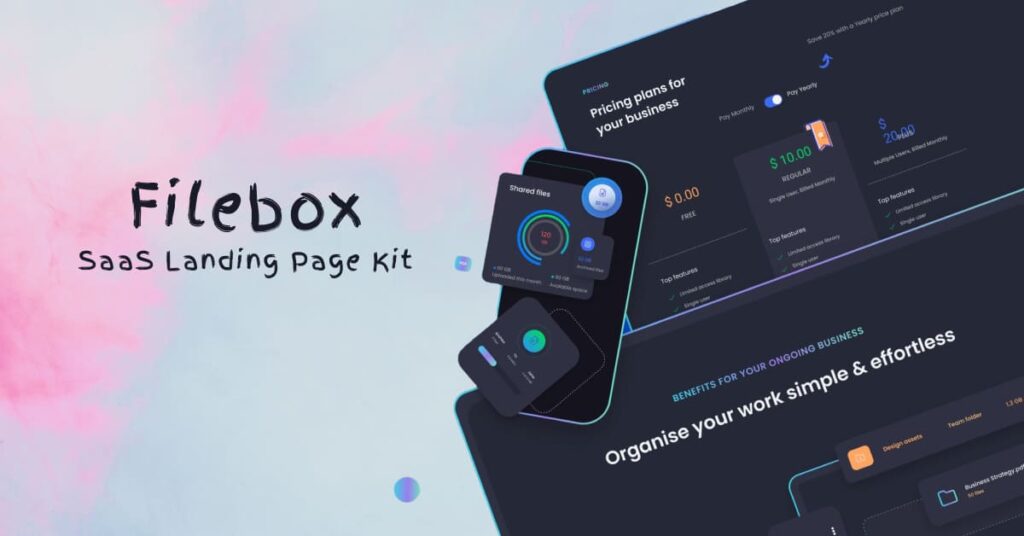 Filebox SaaS Landing Page Kit – MasterBundles