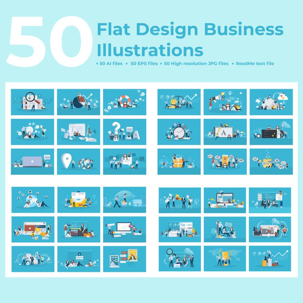 Flat Design Business Illustrations – MasterBundles