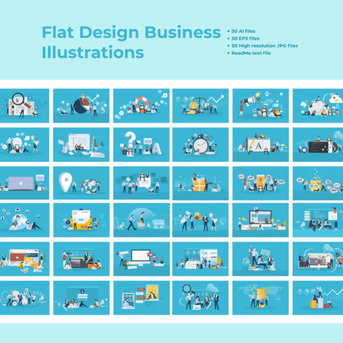 Flat Design Business Illustrations – MasterBundles