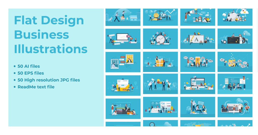 Flat Design Business Illustrations – MasterBundles