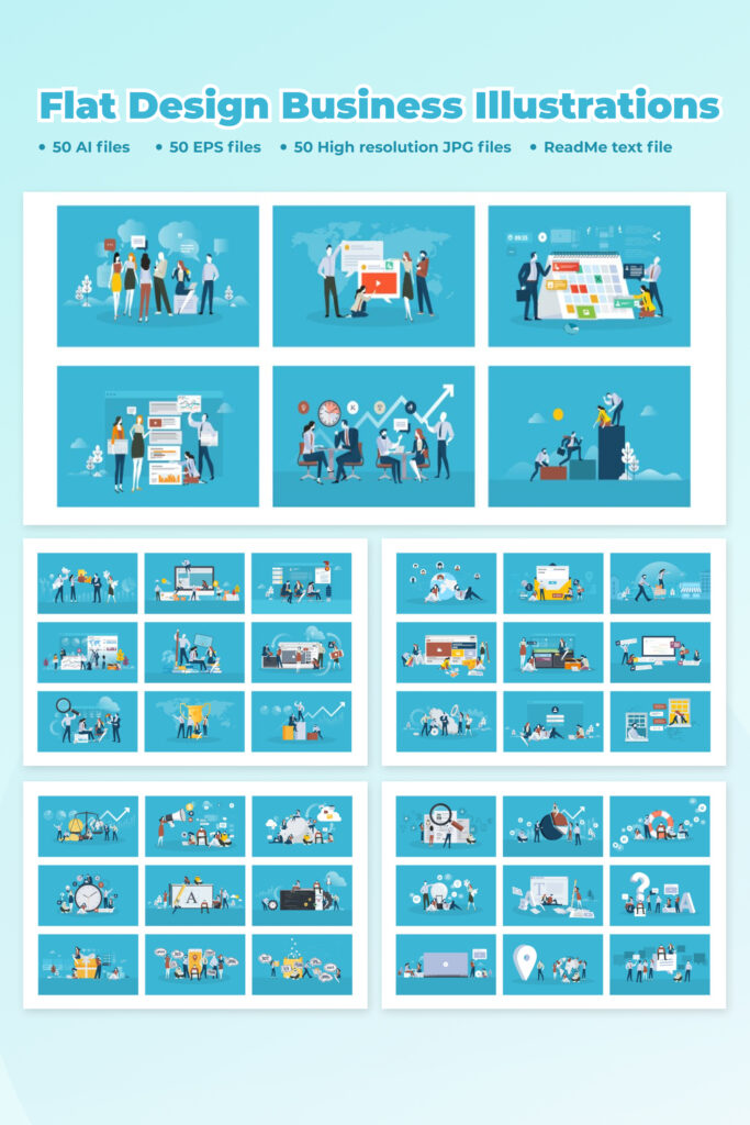 Flat Design Business Illustrations – MasterBundles