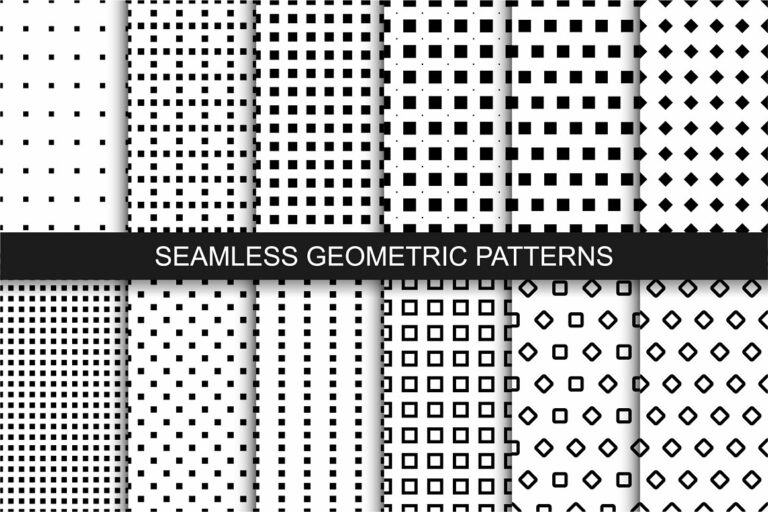 Seamless Geometric Patterns. B&W. – MasterBundles