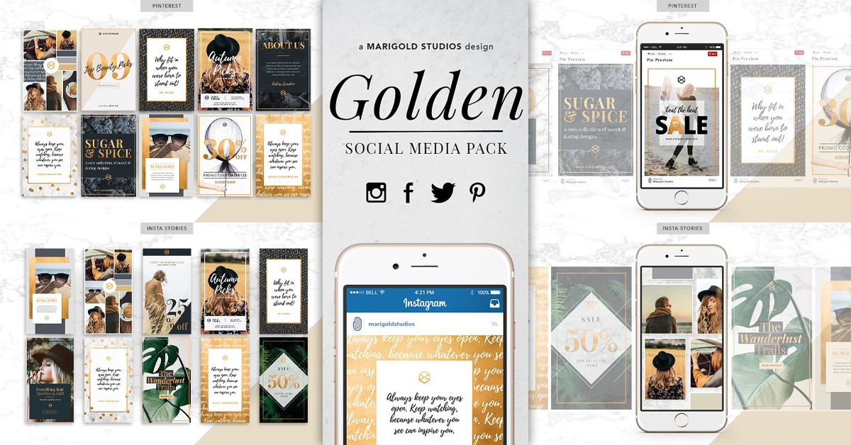 Golden Social Media Pack – MasterBundles